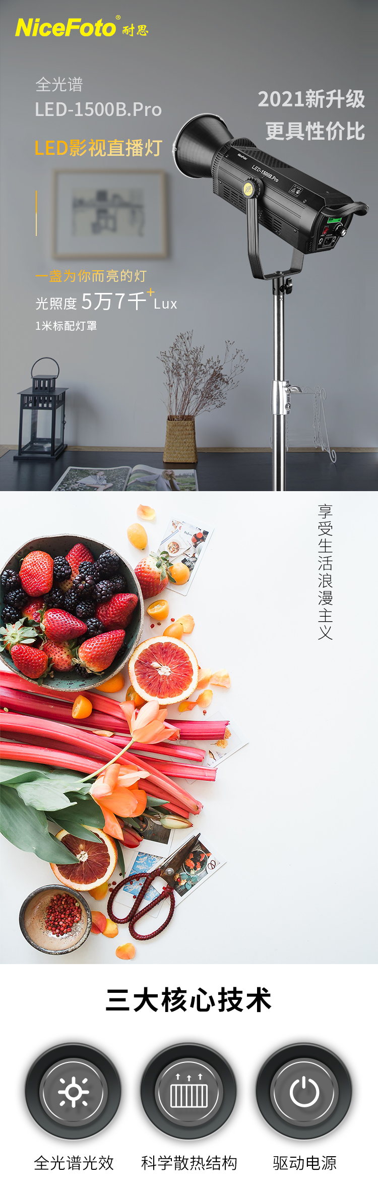 影视灯LED-1500B.Pro - Nicefoto耐思影视灯光供应商